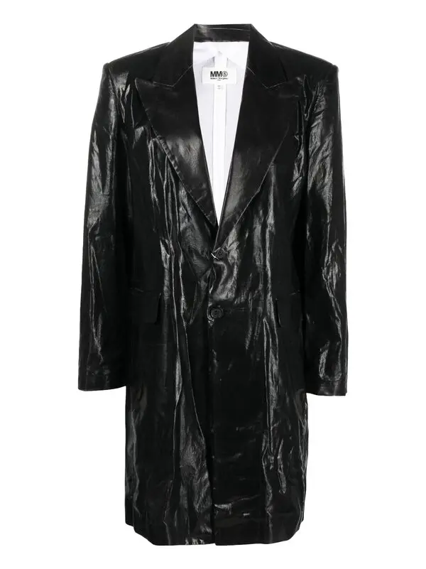 MAISON MARGIELA Coated Single-breasted Coat - Black