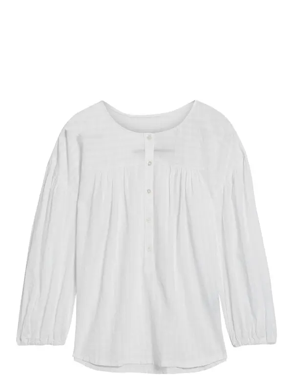 Raquel Allegra Poet Gathered Cotton-gauze Blouse - White