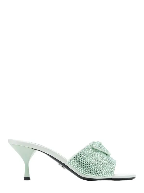 Prada Crystal-covered Satin Sandals - Green