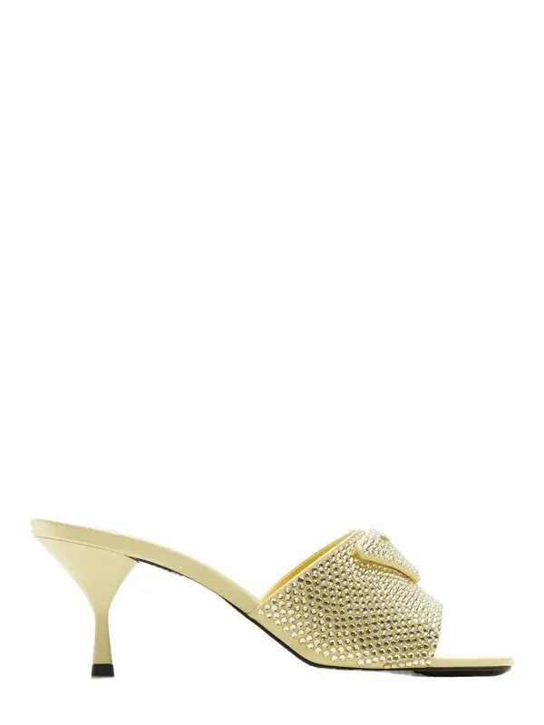 Prada Crystal-covered Satin Sandals - Yellow
