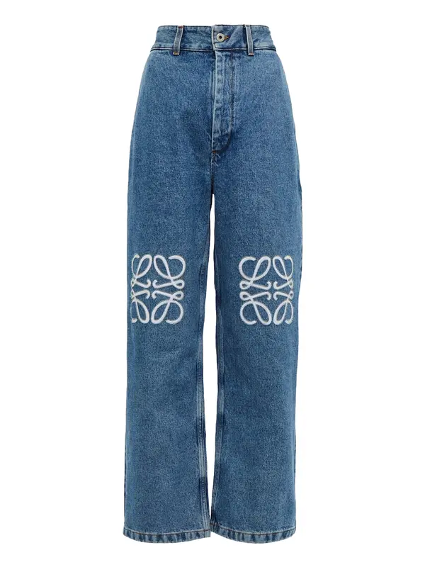 Loewe Anagram High-rise Wide-leg Jeans - Blue