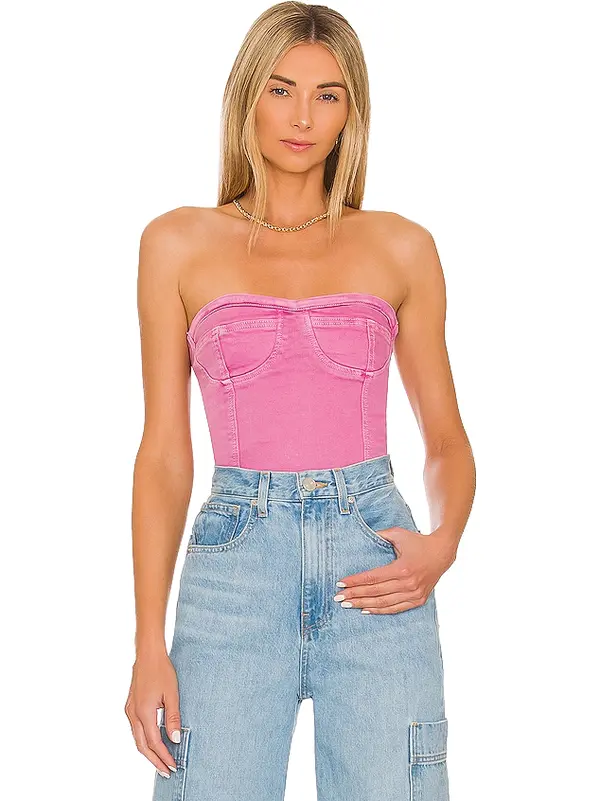 Superdown Desa Crop Bustier Top - Pink