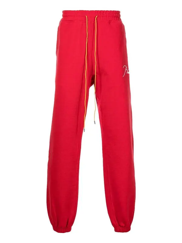 Rhude Embroidered-logo Tapered Joggers - Red