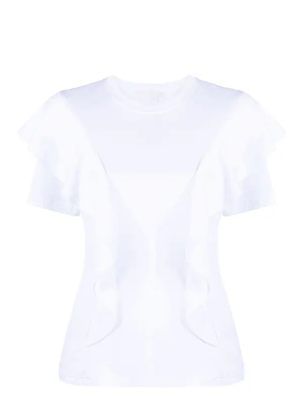 Chloé Ruffled Cotton T-shirt - White