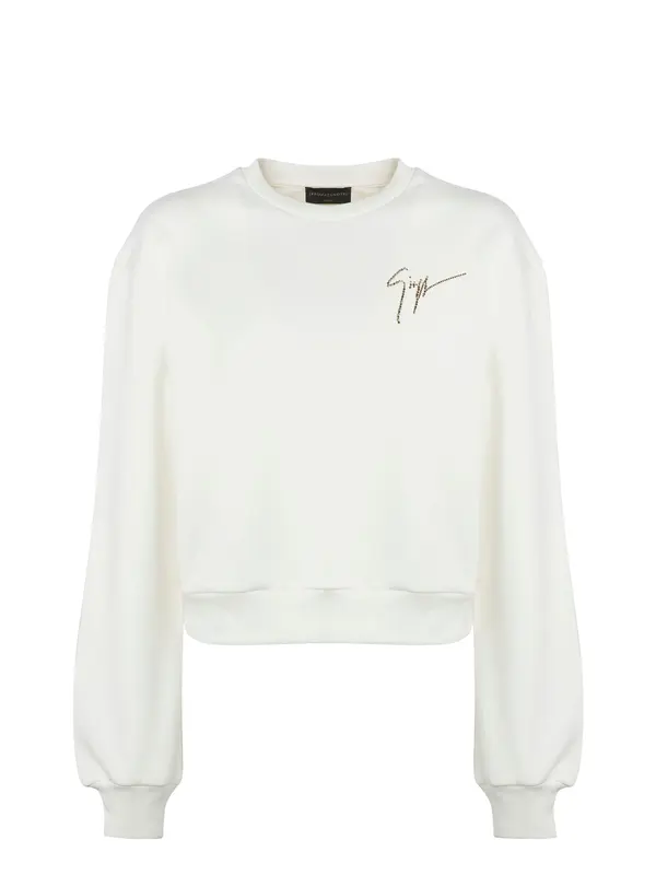 GIUSEPPE ZANOTTI Sauvanne Crystal-logo Sweatshirt - White