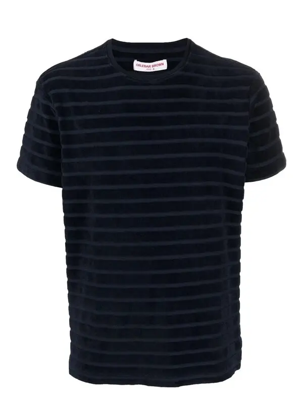 Orlebar Brown Sammy Towelling-striped T-shirt - Blue