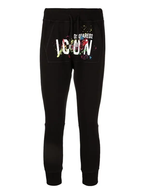 Dsquared2 Icon Splatter-print Track Pants - Black