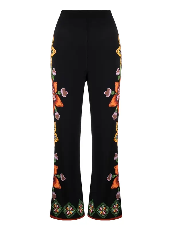 La DoubleJ Floral-print Trousers - Black