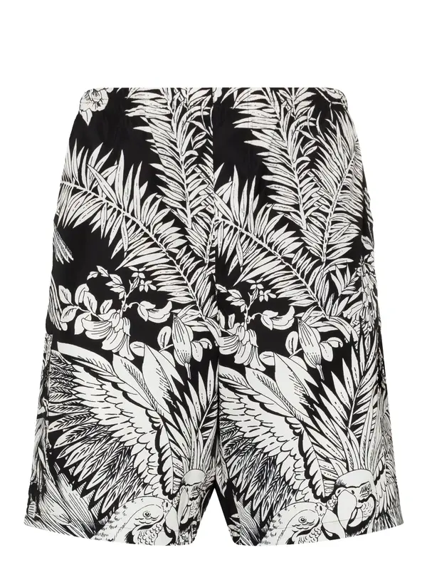 Palm Angels Jungle Parrots Swim Shorts - Black