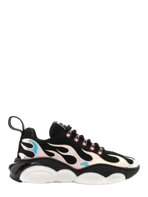 Moschino Flame-effect Lace-up Sneakers - Black