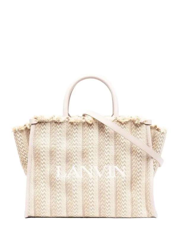 LANVIN In & Out Herringbone Tote Bag - Neutrals