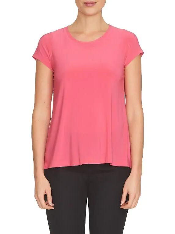 CECE DUPRAZ Lace Trim Cutout Tee - Charm Pink