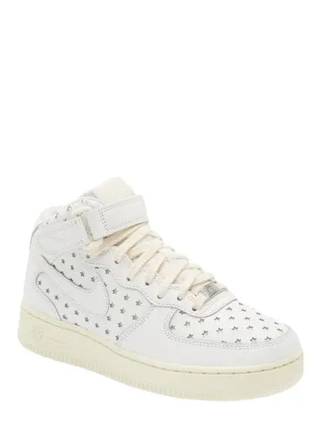Nike Air Force 1 Perforated Mid-top Sneakers - Summit White/coconut Milk