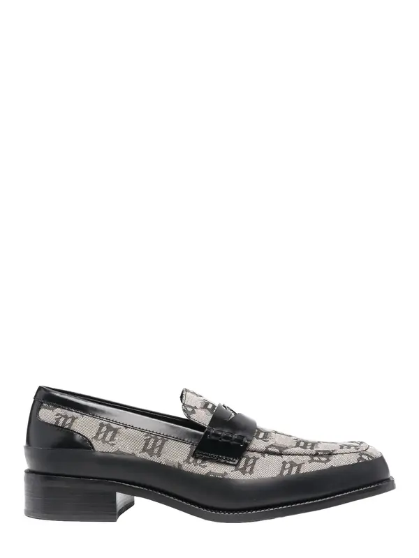 MISBHV Monogram Print Penny Loafers - Grey