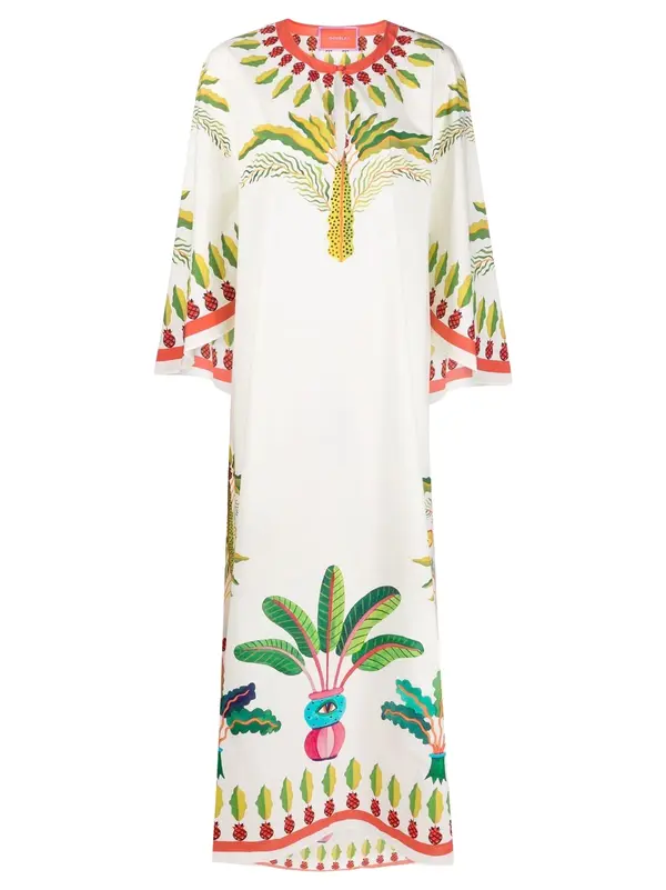 La DoubleJ - La DoubleJ Flying Palm Tree-Print Kaftan