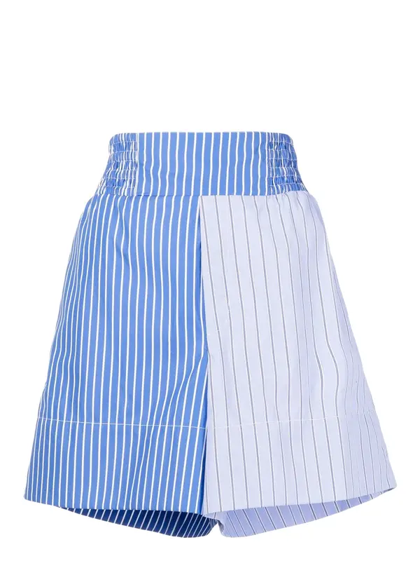 Colville Two-tone Striped Cotton Shorts - Blue