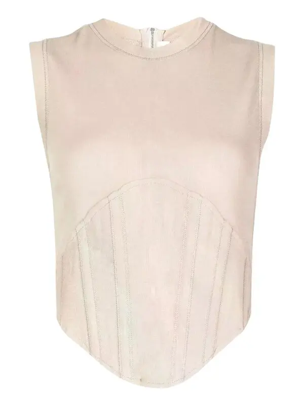 DION LEE Fine-ribbed Corset Tank Top - Brown
