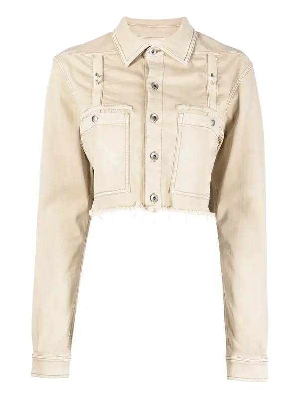 Rick Owens Raw-cut Cropped Shirt Jacket - Neutrals