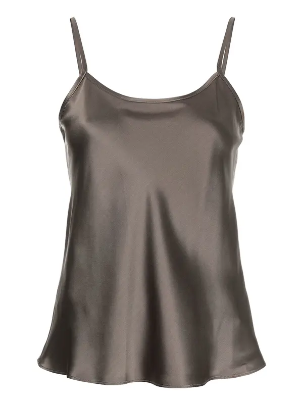 Voz Flared Silk Vest Top - Grey
