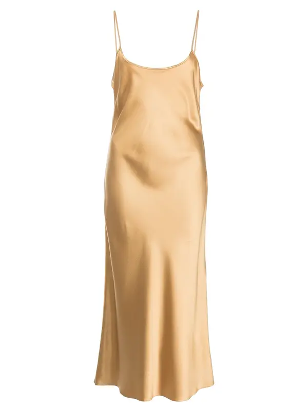 Voz Metallic Silk Midi Slip Dress - Gold