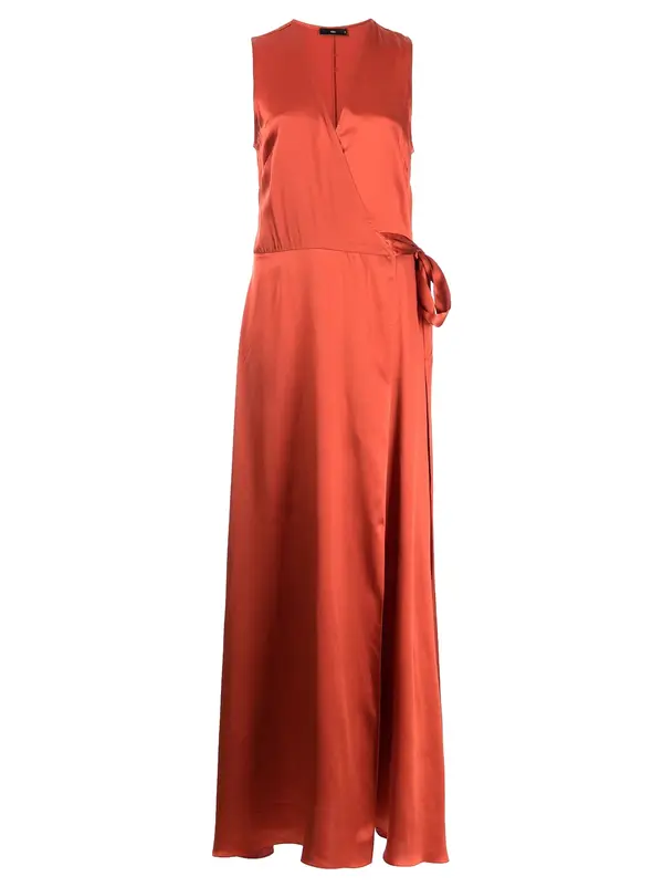 Voz Silk Maxi Wrap Dress - Red
