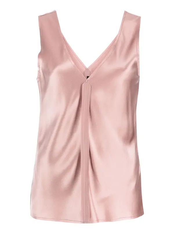Voz Raw-cut Silk Tank Top - Pink
