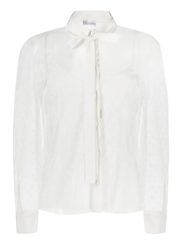 Red Valentino Point D'esprit Long-sleeved Blouse - White
