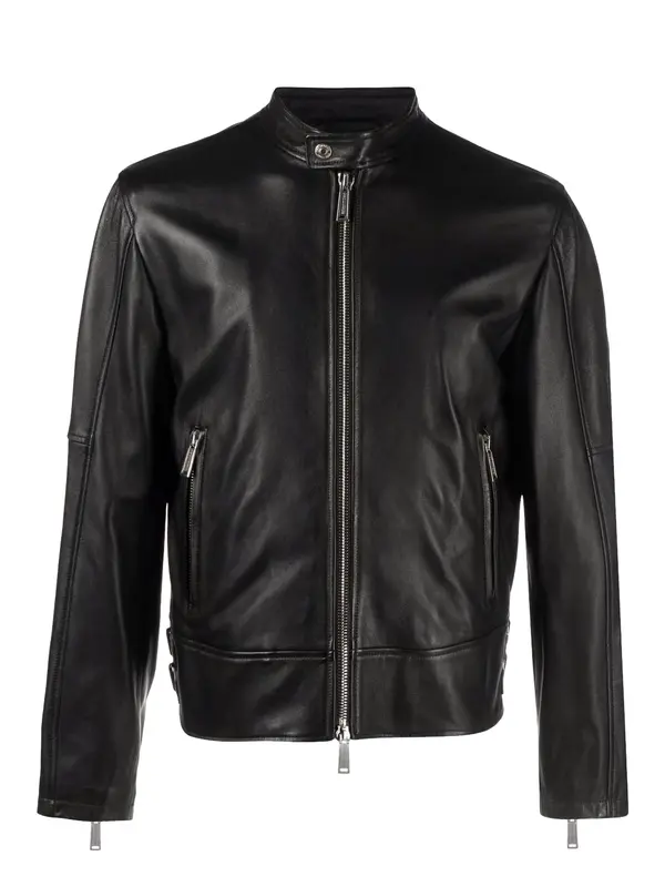 Dsquared2 Leather Biker Jacket - Black