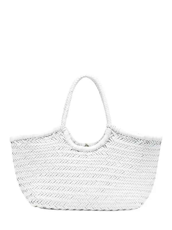 Dragon Diffusion Woven Leather Shoulder Bag - White