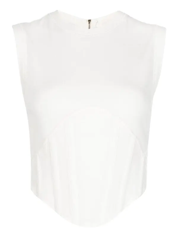 DION LEE Fine-ribbed Corset Tank Top - White