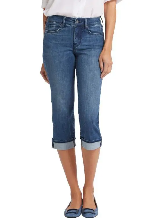 NYDJ Marilyn Roll Cuff Cropped Capri Jeans - Blue Ridge
