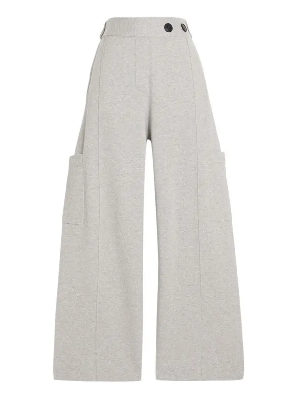 Naadam Cotton And Wool-blend Wide-leg Pants - Light Gray