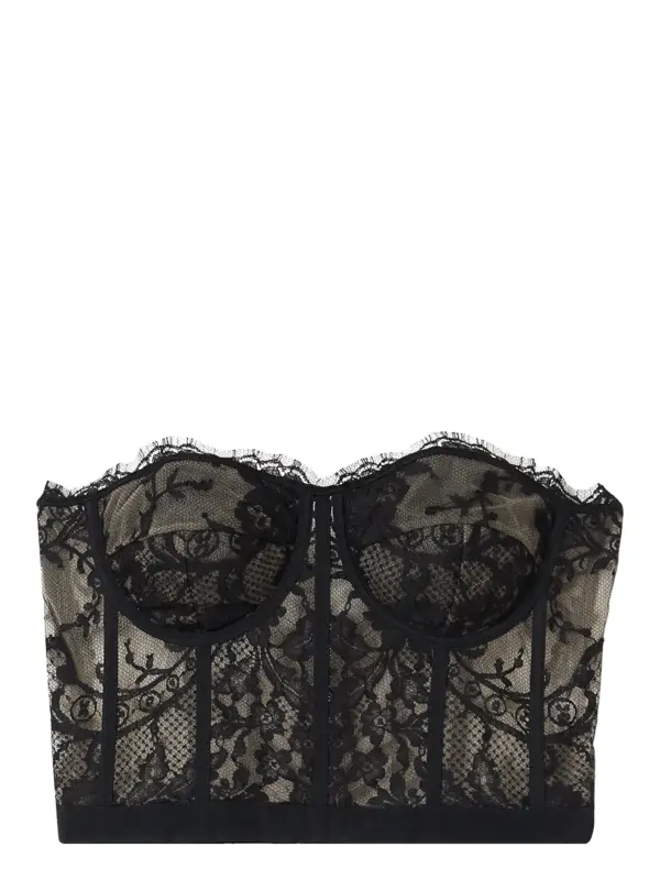 Alexander McQueen Satin-trimmed Cotton-blend Corded Lace Bustier Top - Black