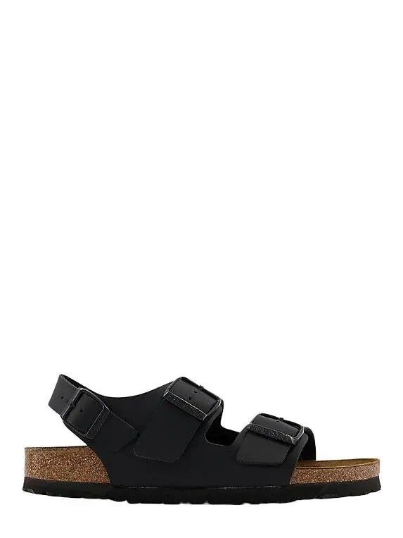 BIRKENSTOCK Milano Buckle-detail Leather Sandals - Black