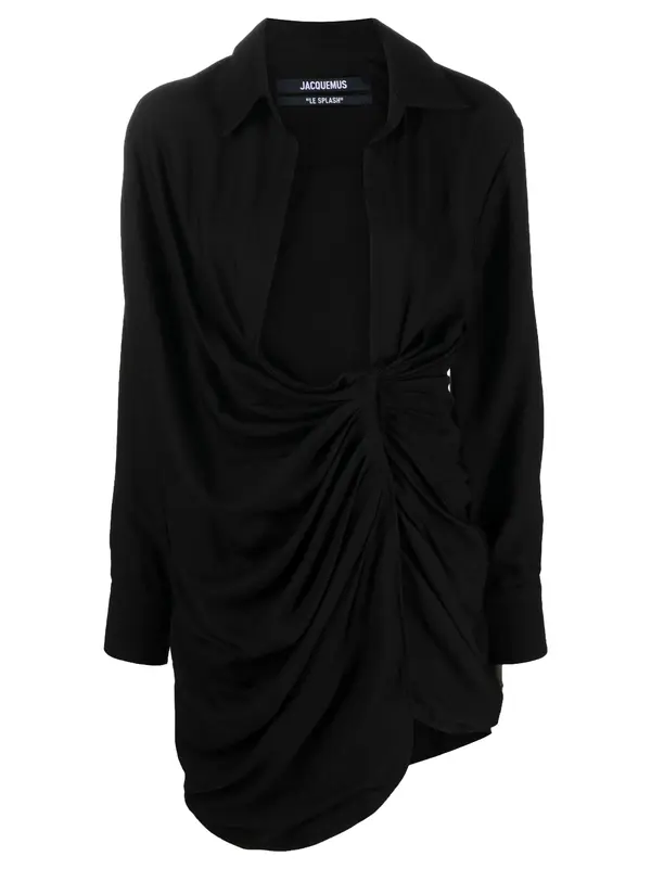 Jacquemus La Robe Bahia Draped Minidress - Black