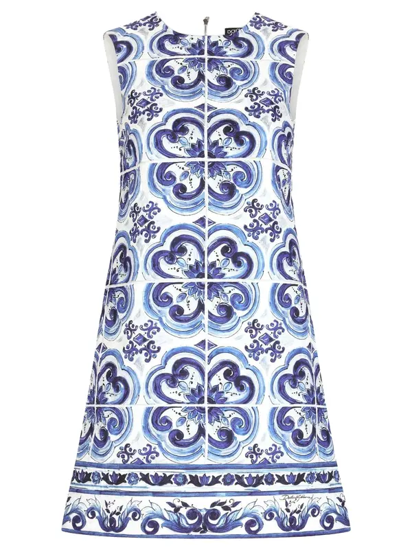 Dolce & Gabbana Majolica-print Brocade Minidress - Blue
