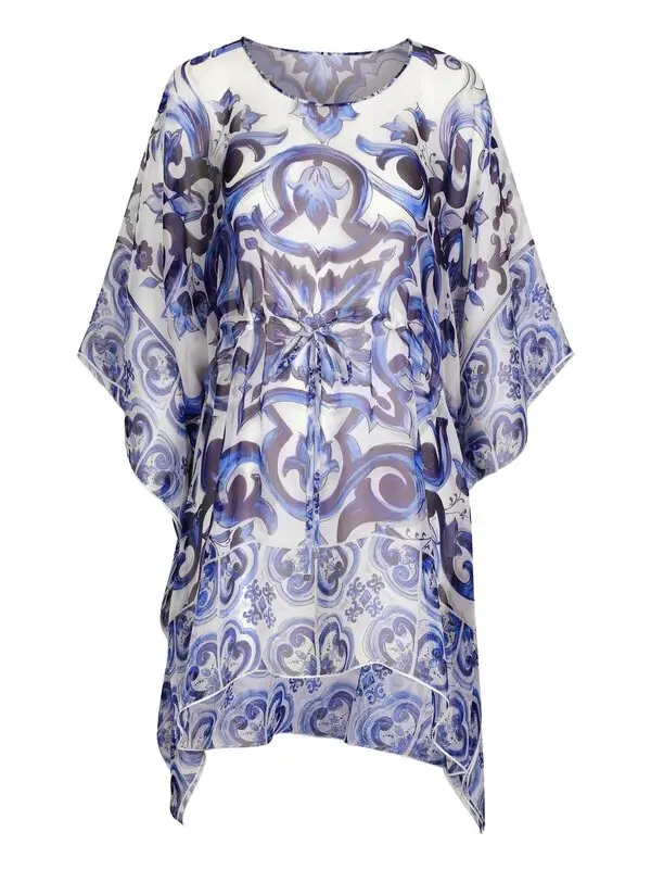 Dolce & Gabbana Majolica-print Silk Kaftan - Blue
