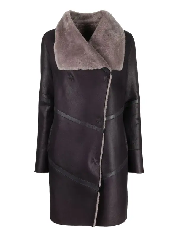 LISKA Off-centre Fastening Coat - Purple