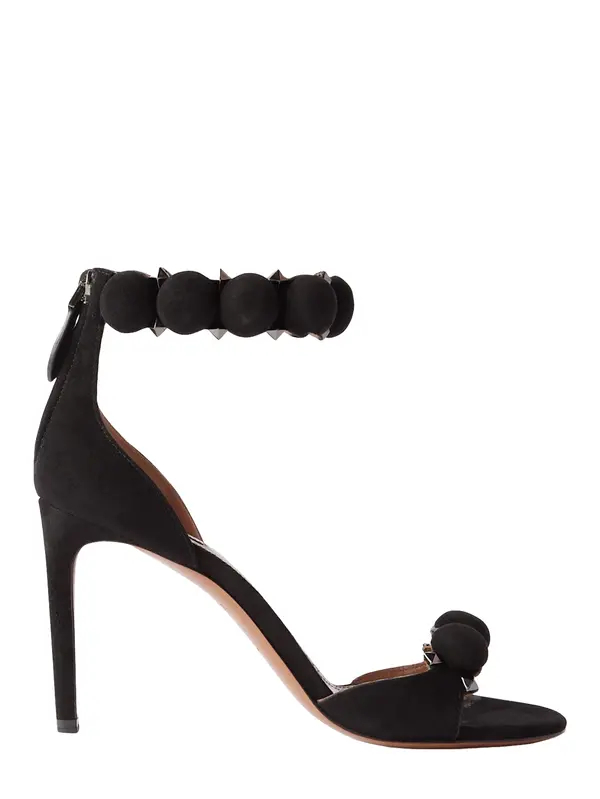 Alaïa La Bombe 90 Studded Suede Sandals - Black