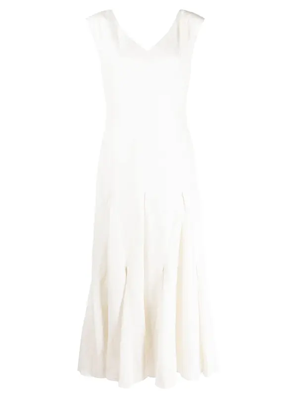 Voz Harlequin Silk-linen Midi Dress - White