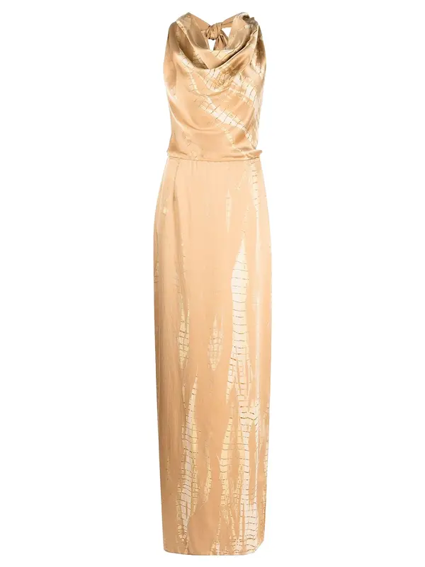 Voz Convertible Silk Maxi Dress - Brown