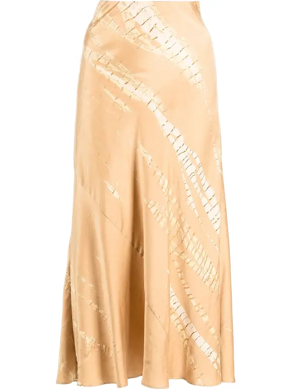 Voz Bias Silk Midi Skirt - Brown
