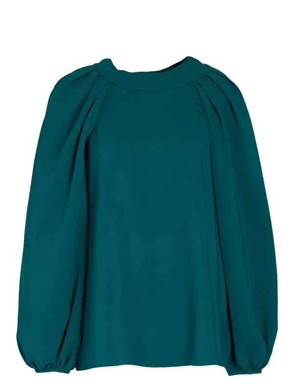 Oscar De La Renta Gathered Stretch-silk Crepe Top - Emerald