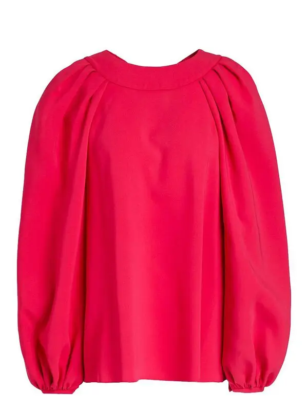 Oscar De La Renta Gathered Stretch-silk Crepe Top - Fuchsia