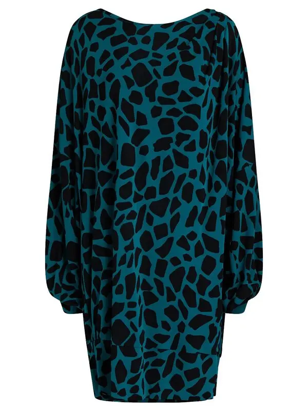 Diane Von Furstenberg Gathered Printed Jersey Dress - Petrol