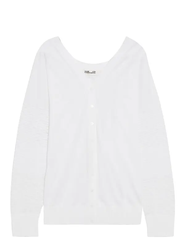 Diane Von Furstenberg Grace Burnout-effect Knitted Cardigan - White
