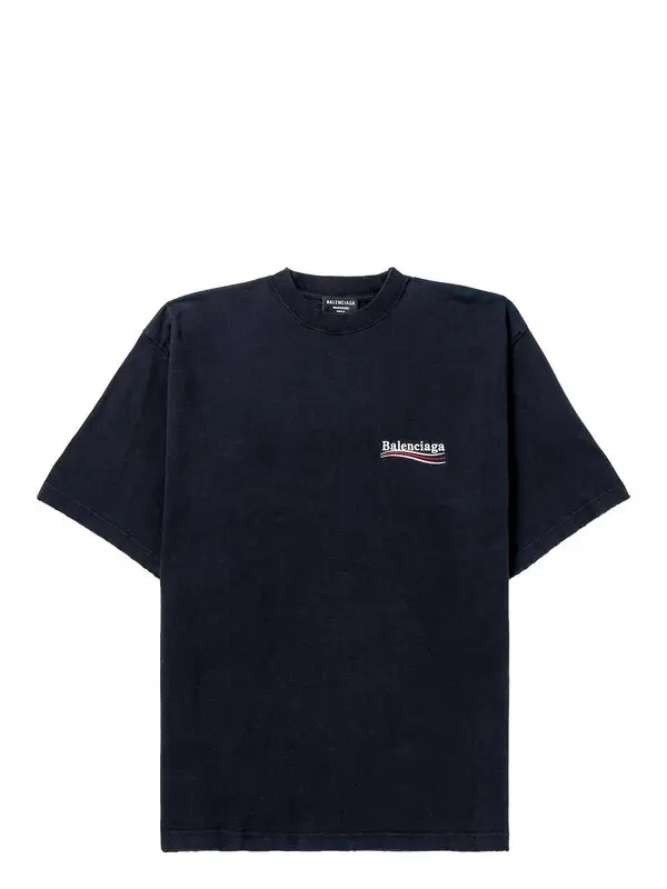 Balenciaga Oversized Logo-embroidered Cotton-jersey T-shirt - Black