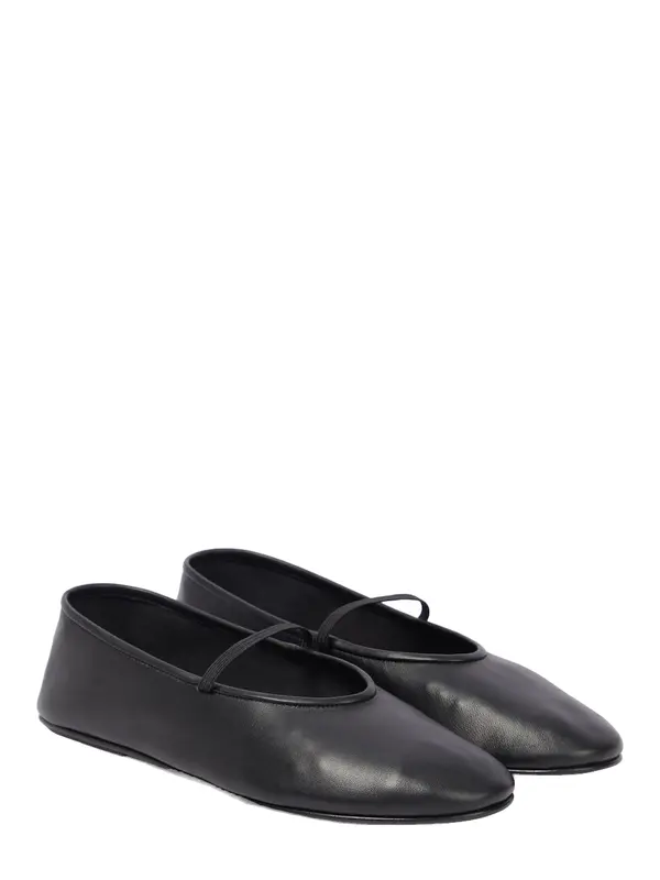 THE ROW Leather Ballerina Flats - Black