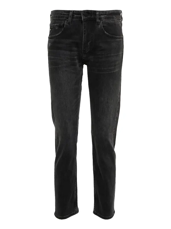 Ag Girlfriend Mid-rise Cropped Jeans - Black