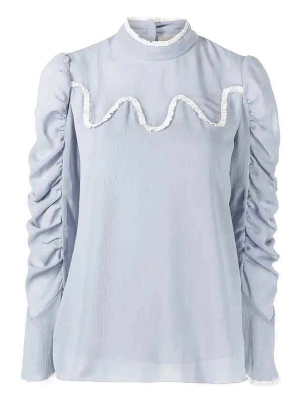 Anna Sui Ruched Lace-trim Top - Blue